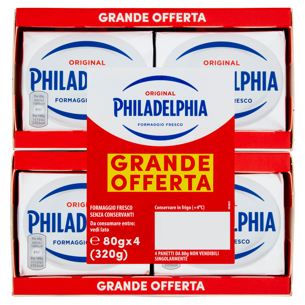 Philadelphia Original formaggio fresco spalmabile - 80gx4 | Carrefour