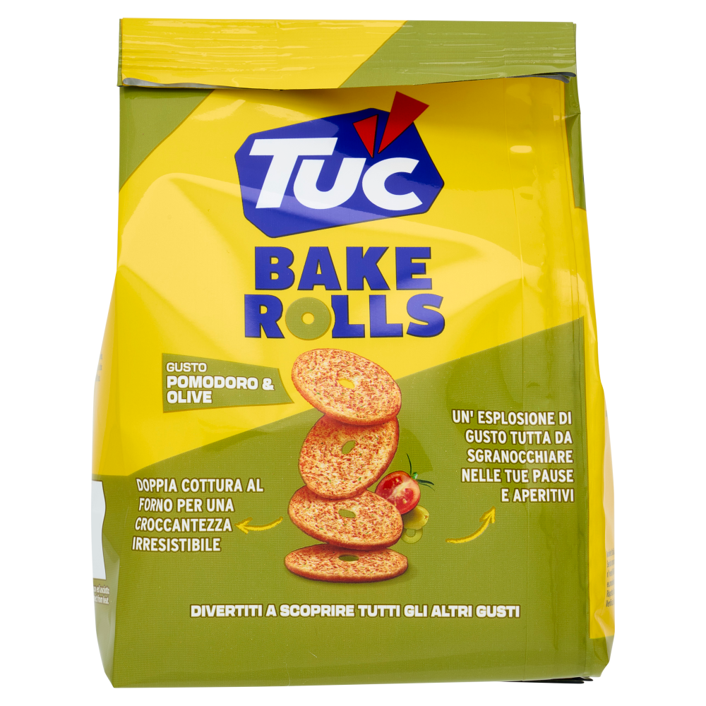 Tuc Bake Rolls, Chips di Pane Sottile e Croccante al Gusto Pomodoro ed Olive 150 g | Carrefour