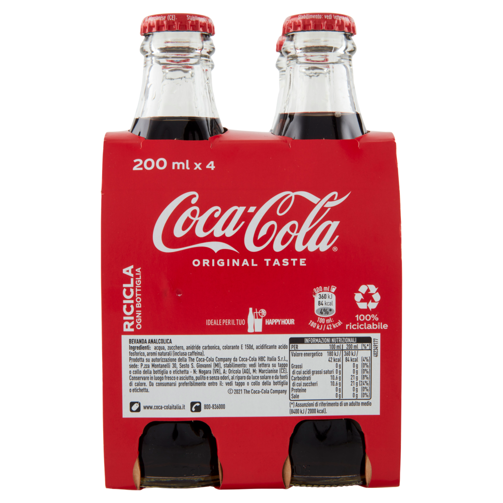 COCA-COLA Original Taste 200ml x 4 (Vetro) | Carrefour