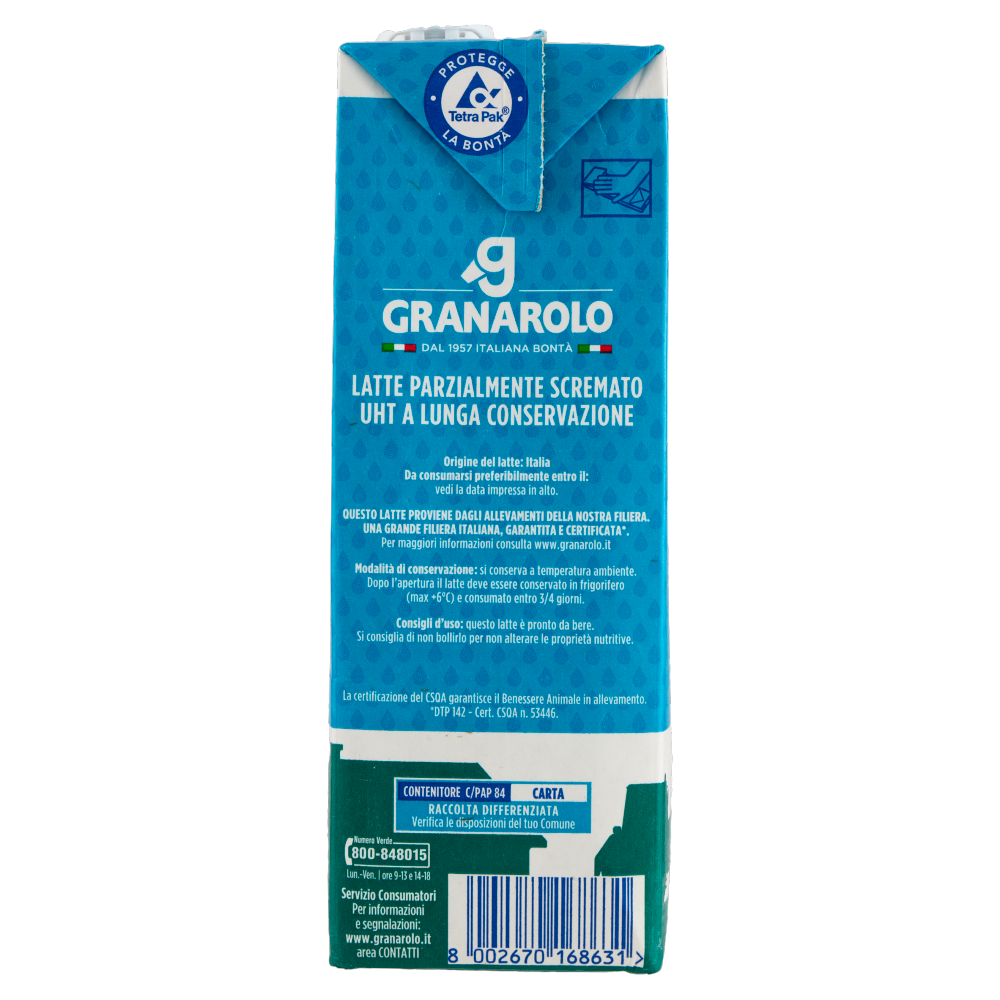 Granarolo Parzialmente Scremato UHT a Lunga Conservazione 1 litro ...