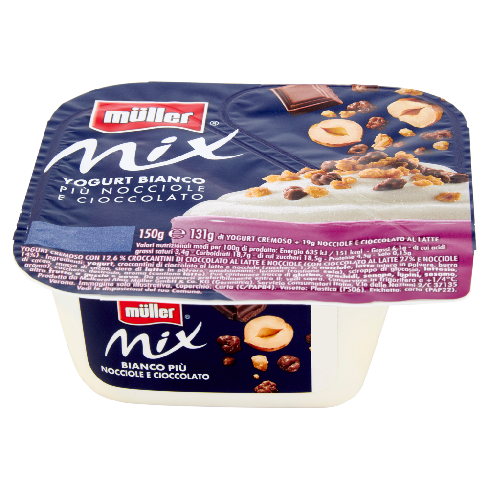 müller Mix Yogurt Bianco Più Nocciole e Cioccolato 150 g | Carrefour