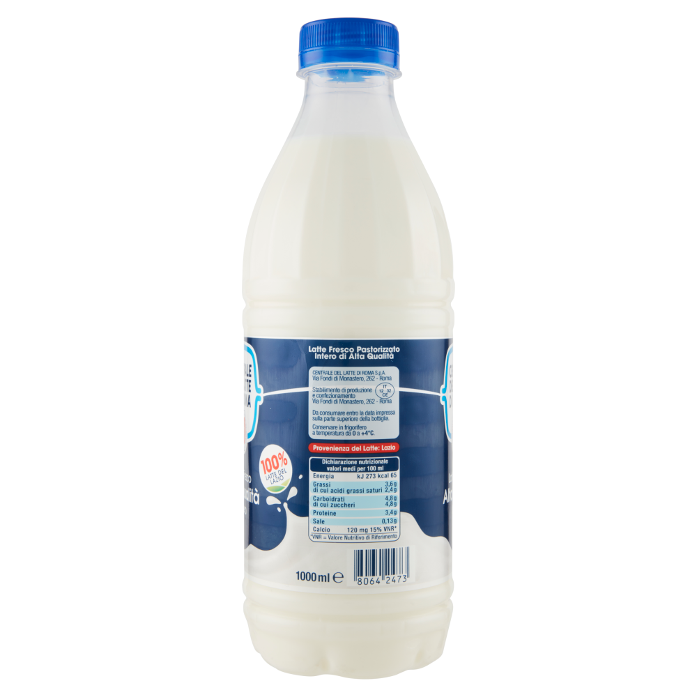 Centrale del Latte di Roma Latte Fresco Alta Qualità Intero 1000 ml ...