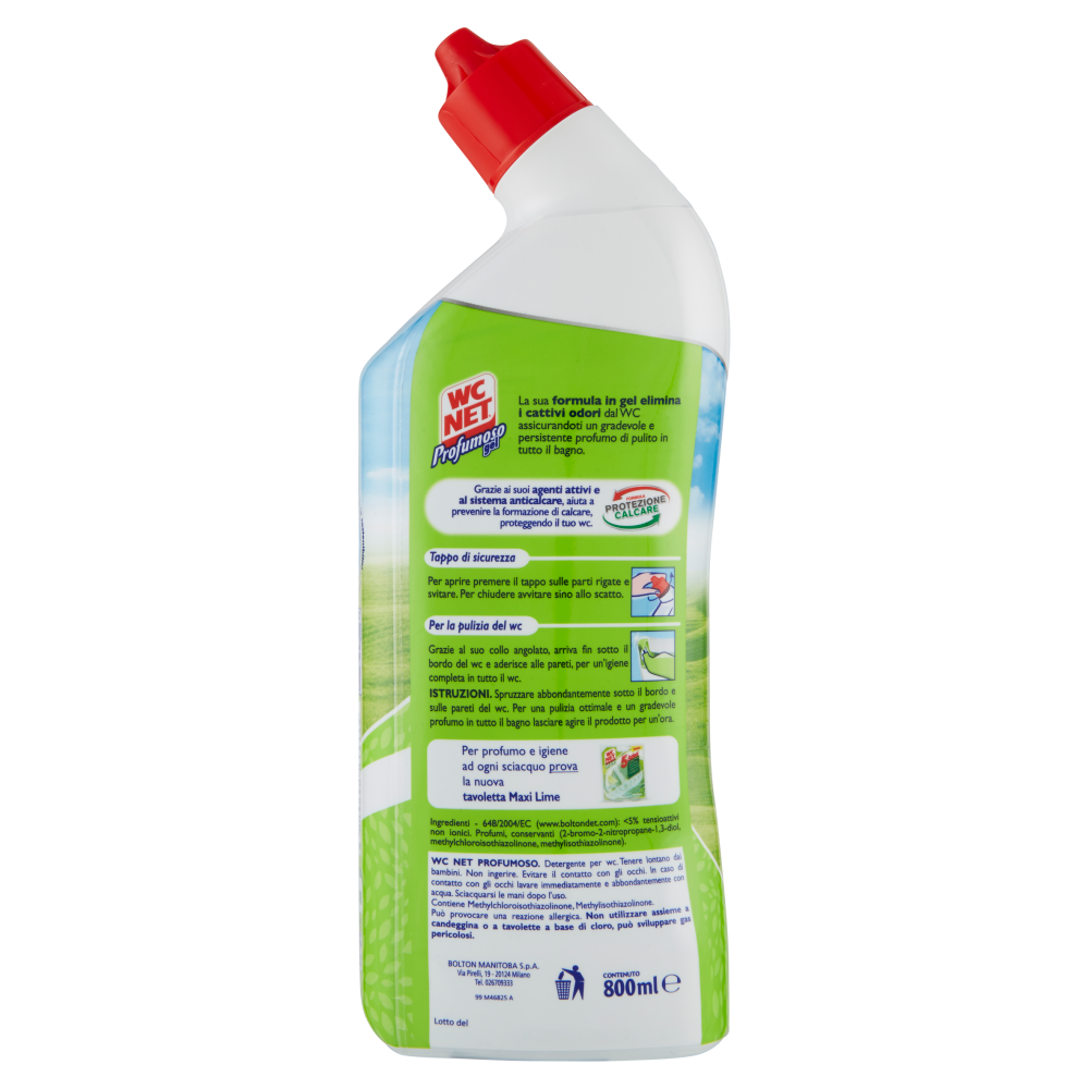 Wc Net - Pulitore WC Liquido, Profumoso Gel, Prevenzione Calcare e Igienizzante, Lime Fresh, 800 ...