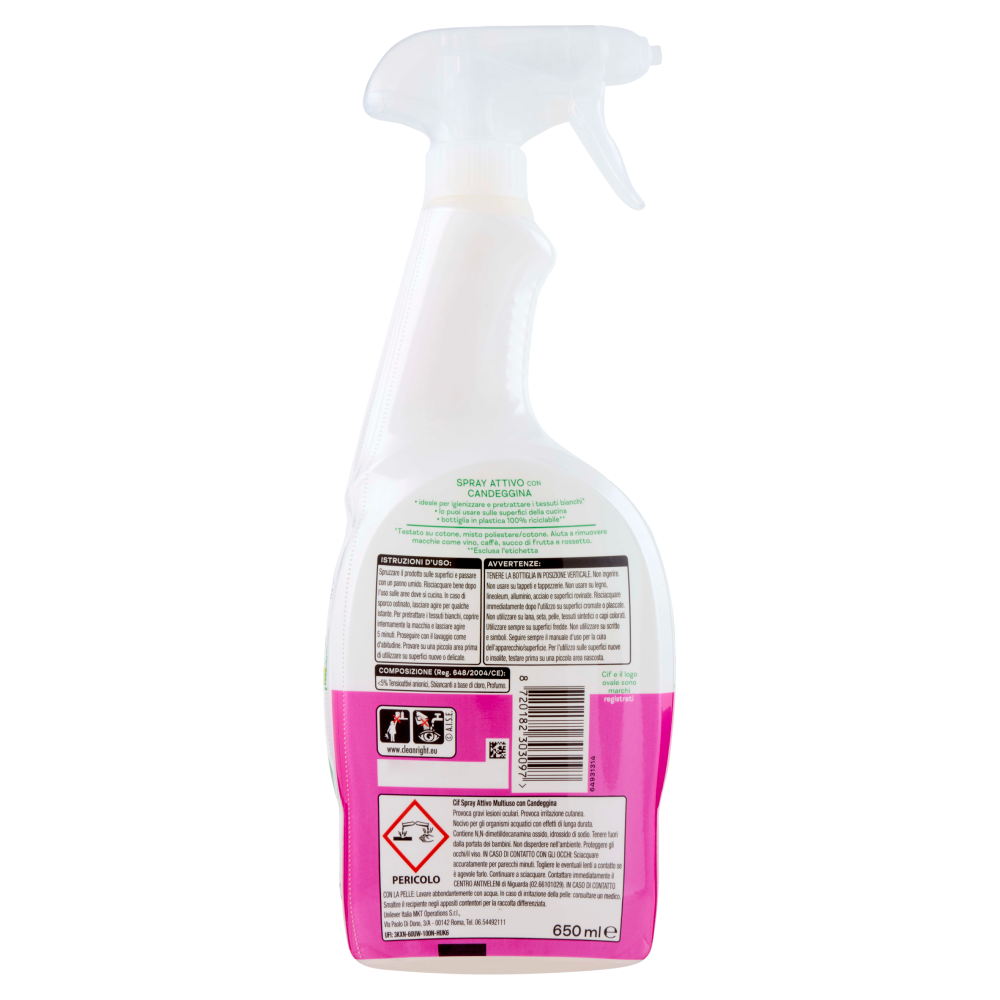 Cif Spray Attivo con Candeggina 650 ml | Carrefour