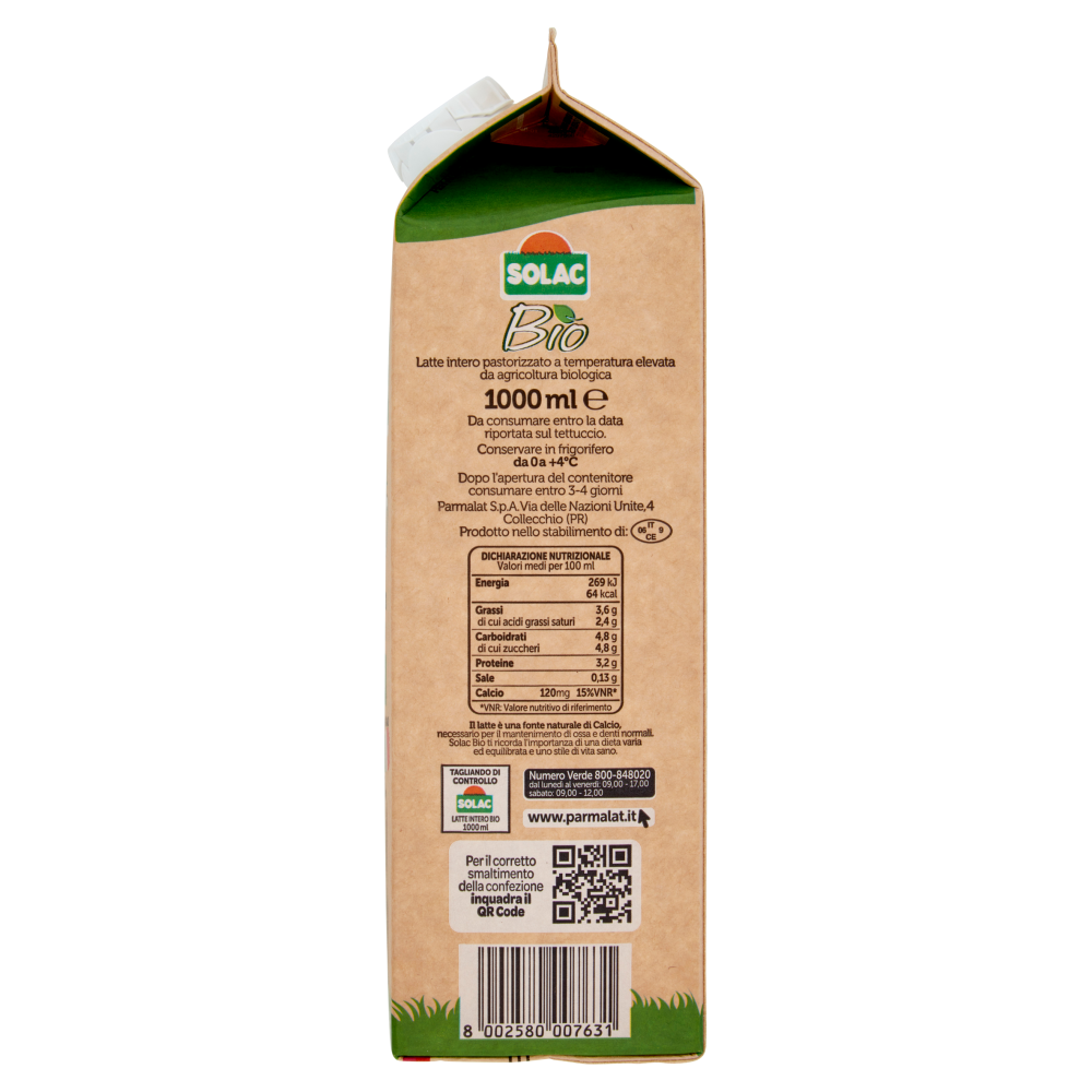 Solac Bio Latte da Agricoltura Biologica Intero 1000 ml | Carrefour