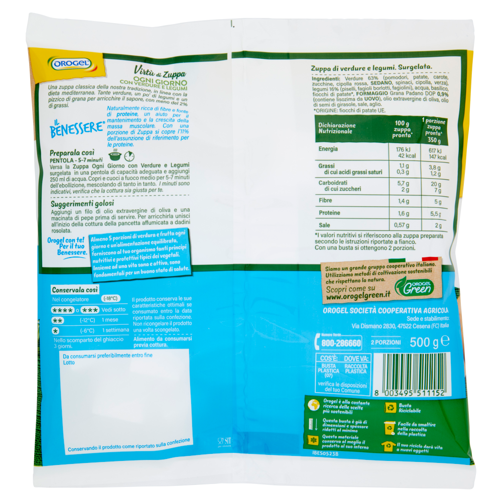 Orogel Il Benessere Virtù di Zuppa Ogni Giorno con Verdure e Legumi ...