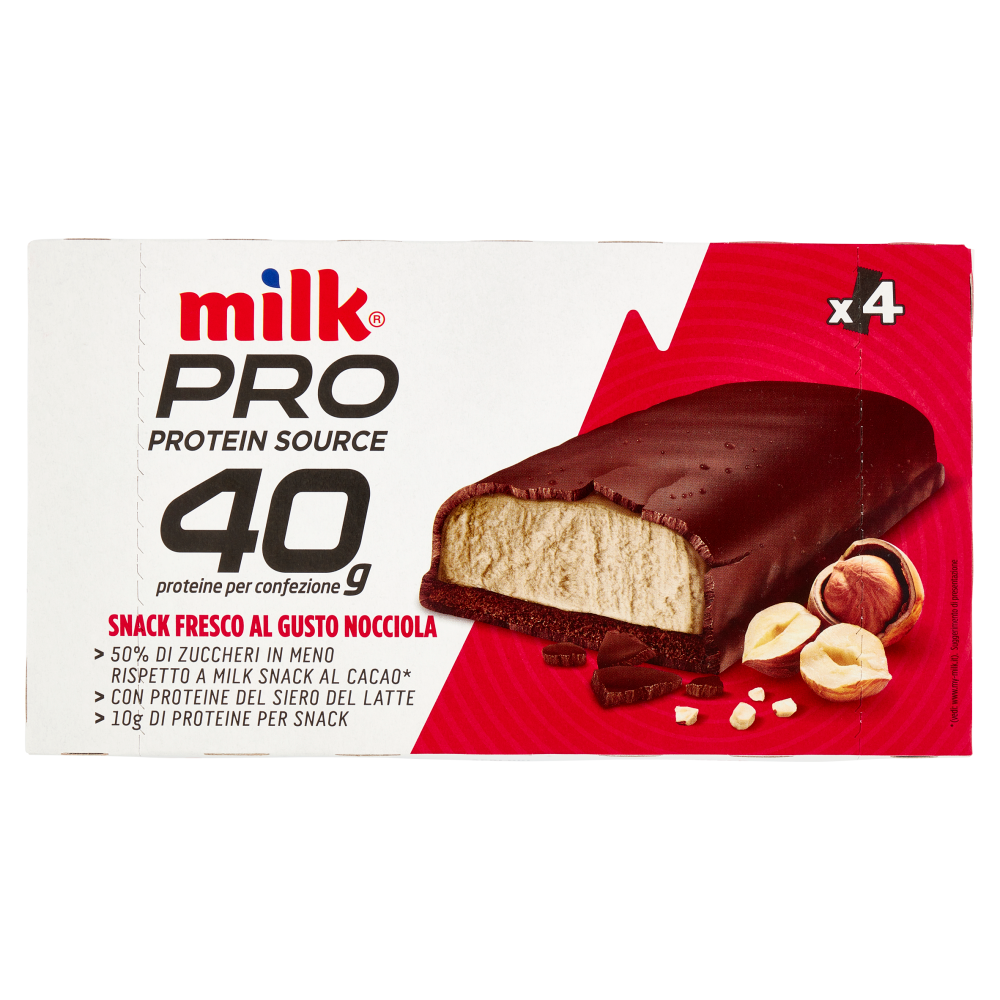 Milk Pro Protein Source 40 g Snack Fresco al Gusto Nocciola 4 x 40 g ...