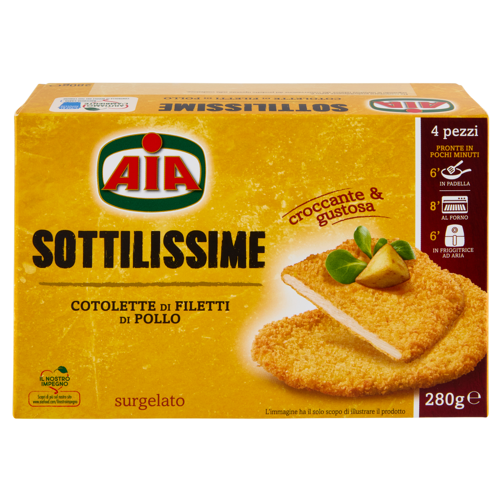 Aia Sottilissime Cotolette di Filetti di Pollo surgelato 4 pezzi 280 g ...