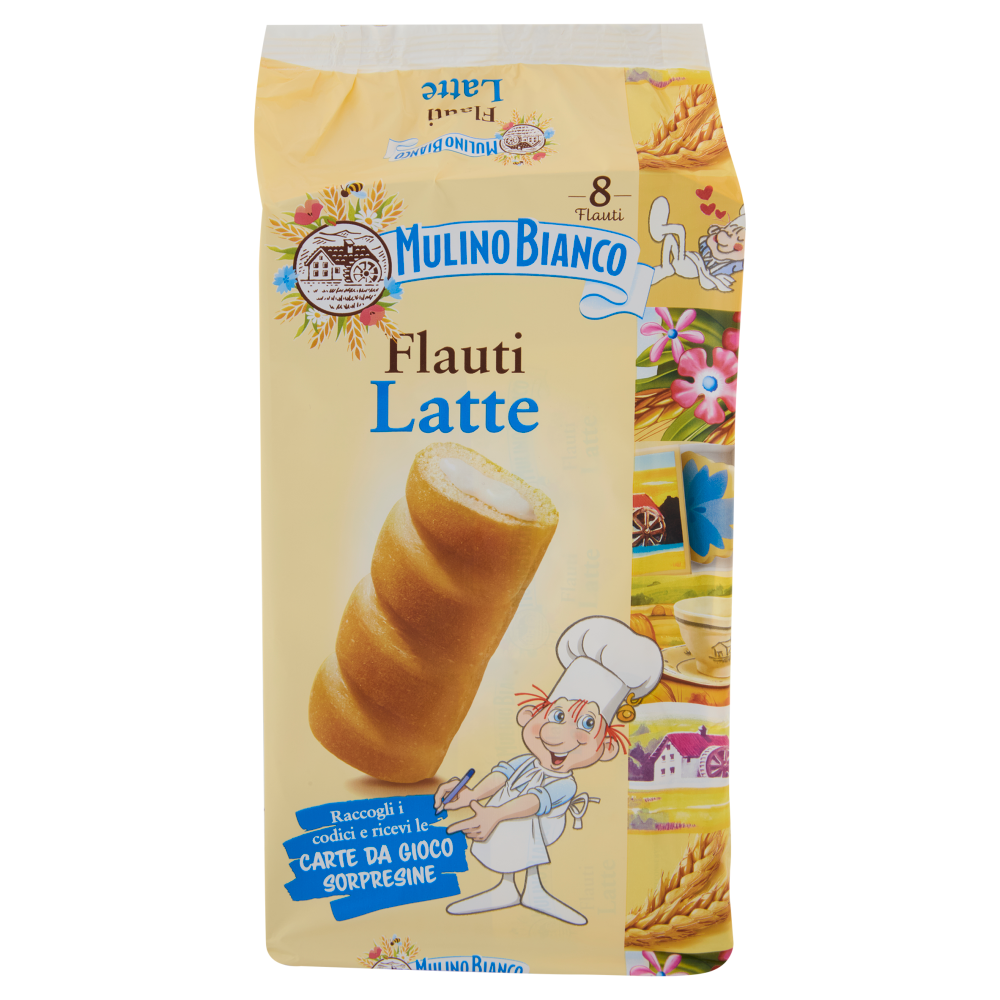 Mulino Bianco Flauti Latte Merenda con 100% Latte Fresco Italiano 8 pezzi 280g | Carrefour