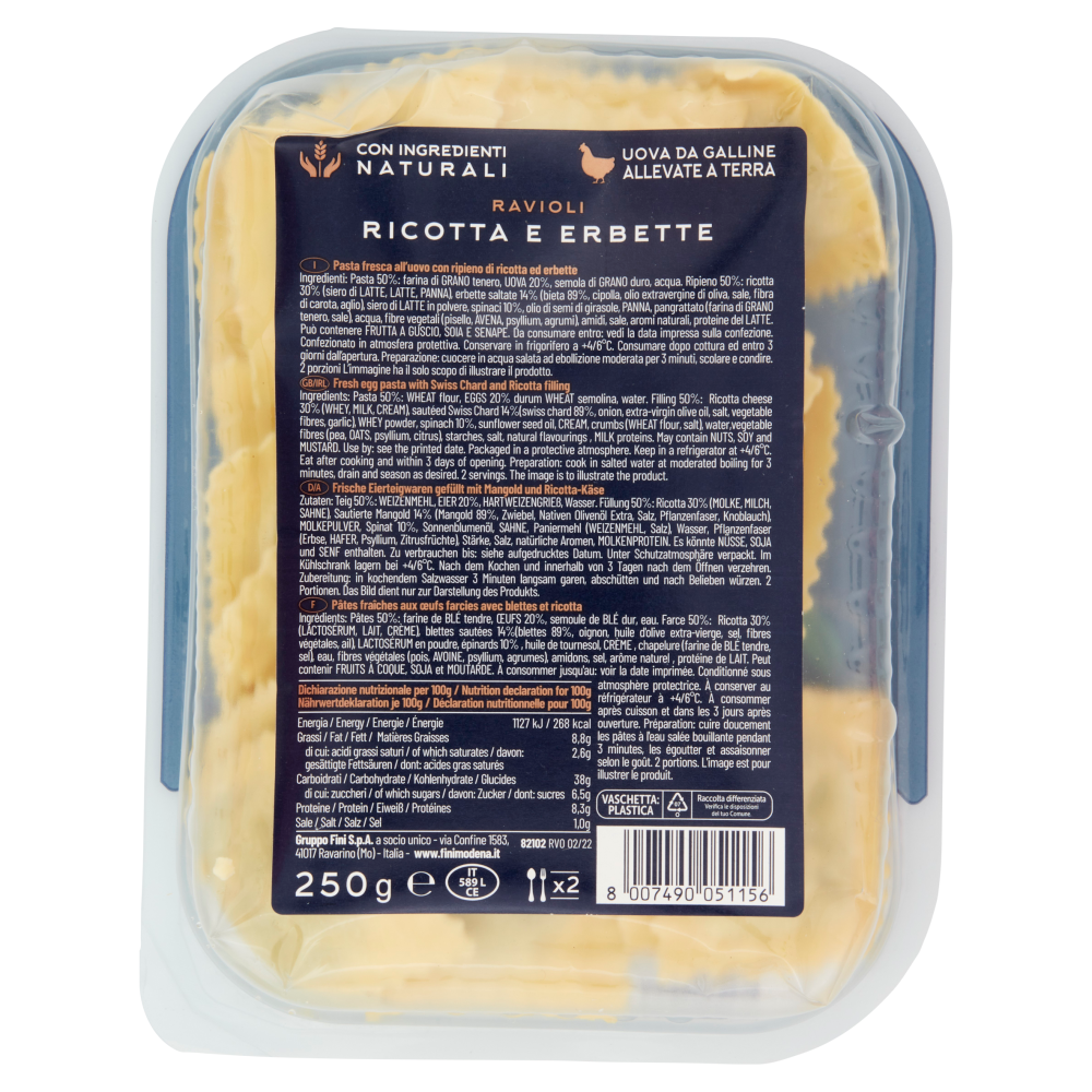 Fini Antica Bottega Ravioli Ricotta e Erbette 250 g | Carrefour
