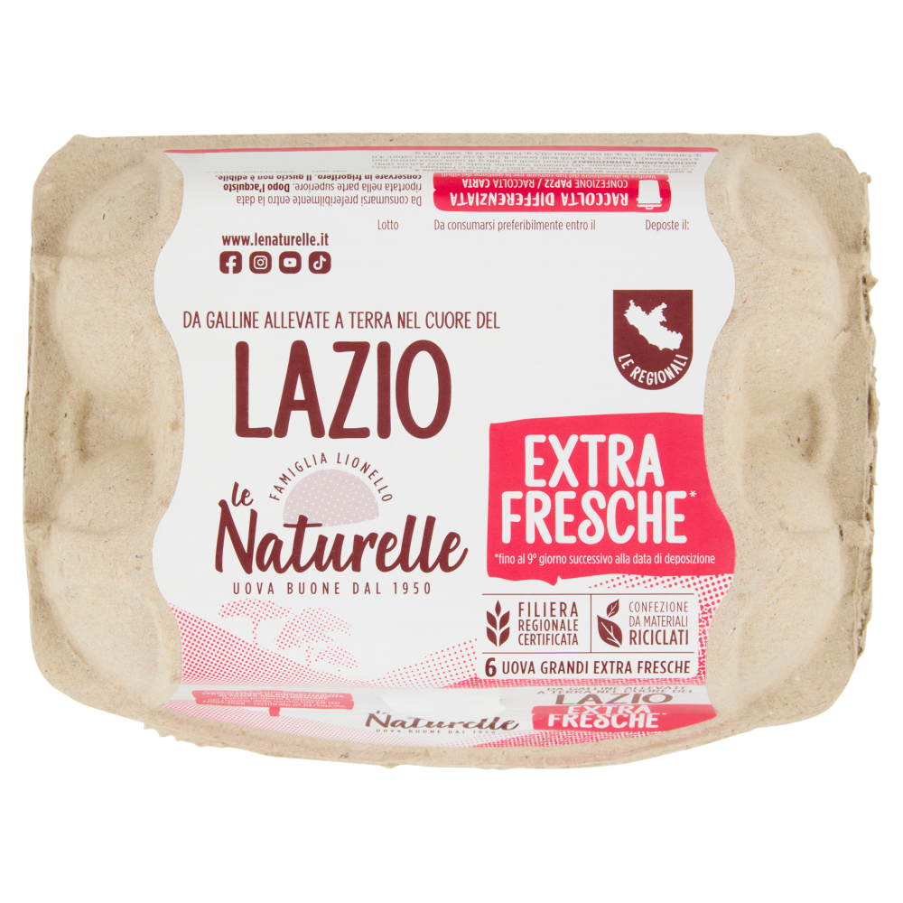 le Naturelle Le Regionali Lazio 6 Uova Grandi Extra Fresche | Carrefour
