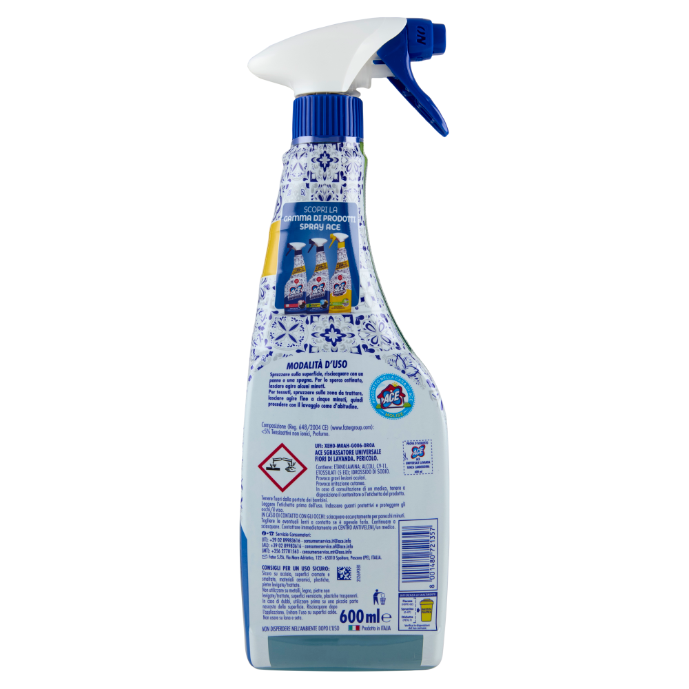 Ace Sgrassatore Universale Fiori di Lavanda Senza Candeggina 600 ml ...