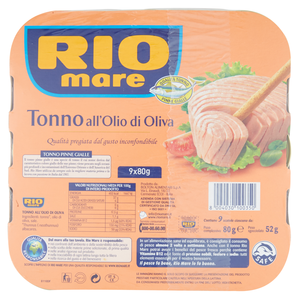 Rio Mare Tonno all'Olio di Oliva 9 x 80 g | Carrefour