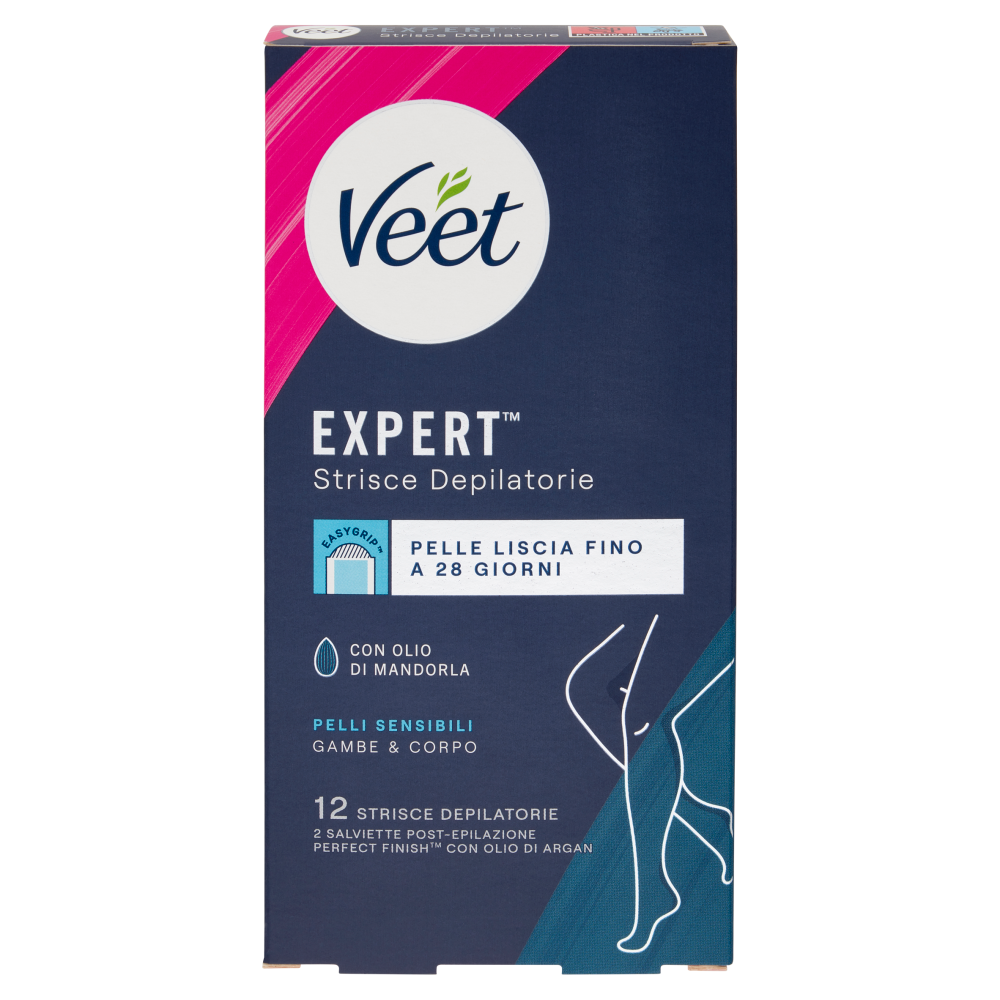 Veet Expert Strisce Corpo Pelli Sensibili, 12 strisce | Carrefour