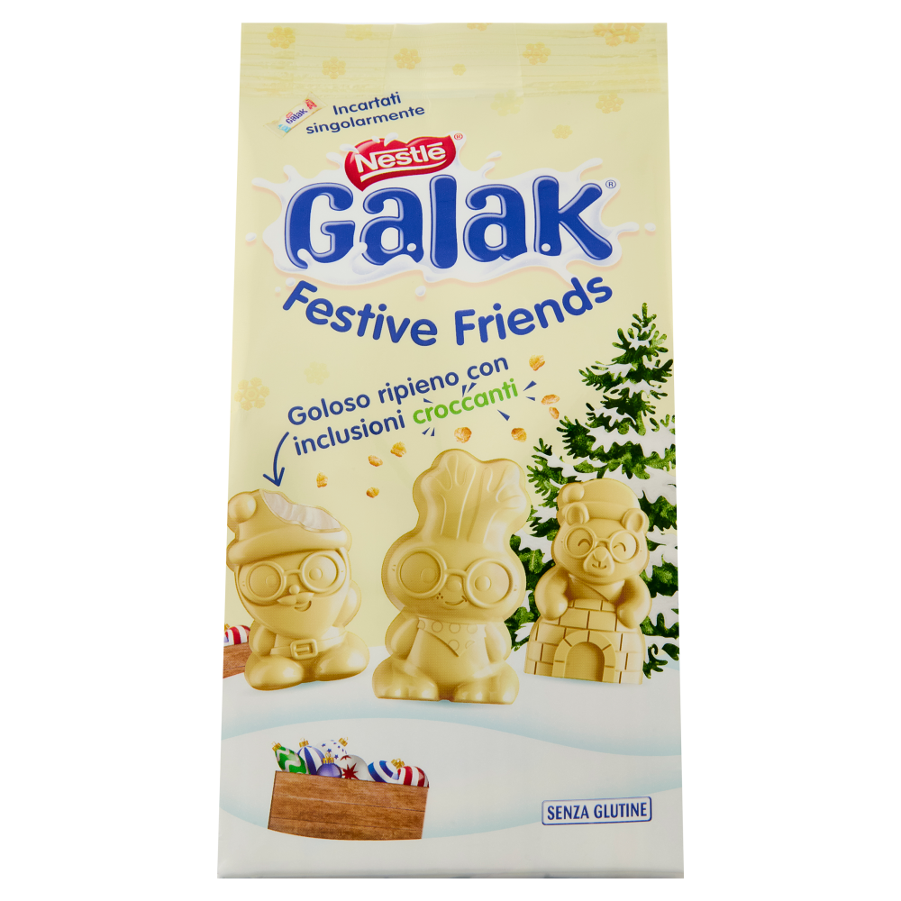 GALAK Festive Friends Personaggi di Cioccolato Bianco e Cereali Sacchetto 147g | Carrefour