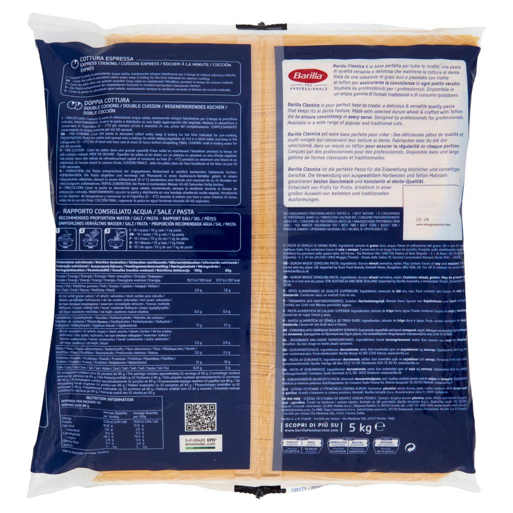 Barilla for Professionals Spaghettini n°3 Pasta Classica Lunga Catering ...