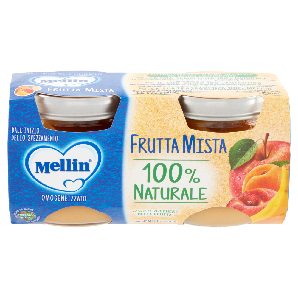 Mellin Frutta Mista 100% Naturale Omogeneizzato 2 x 100 g | Carrefour