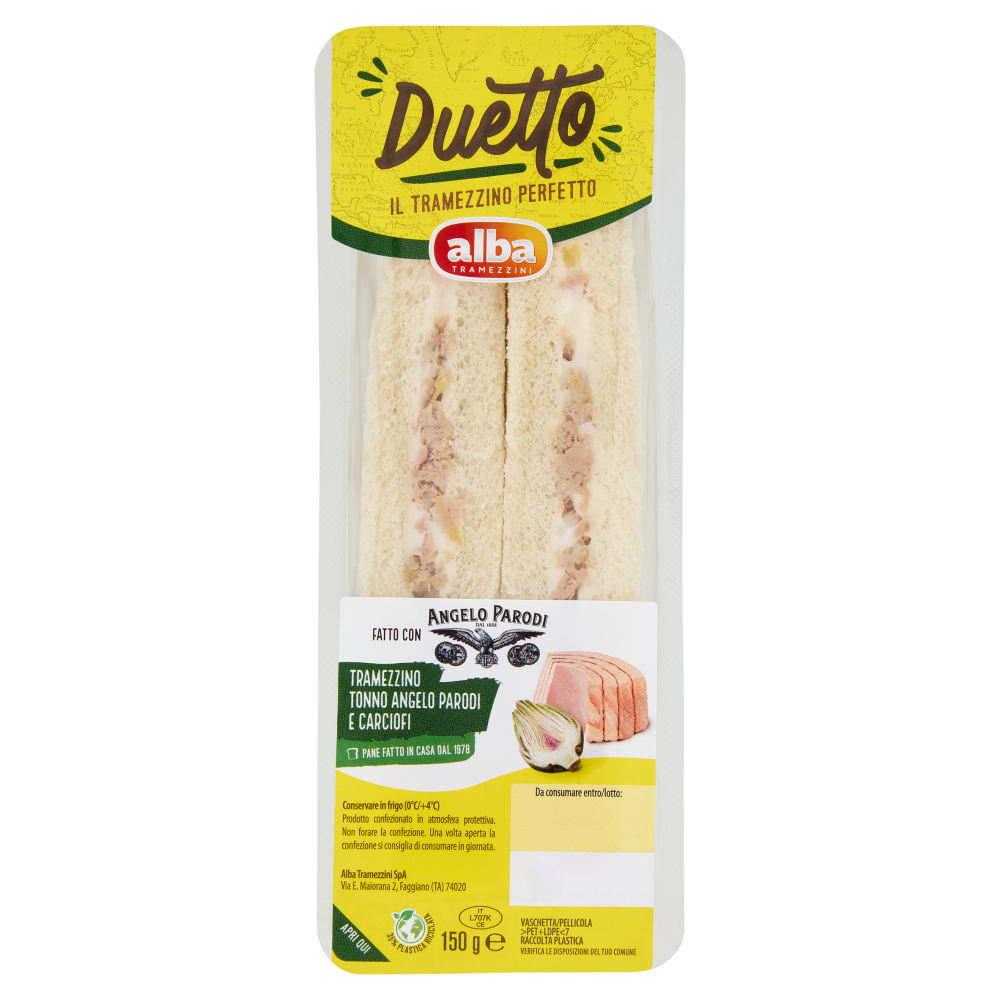 alba Tramezzini Duetto Tramezzino Tonno Angelo Parodi e Carciofi 150 g ...