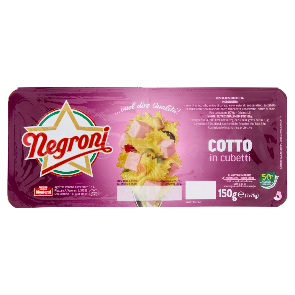 Negroni Cotto in cubetti 2 x 75 g | Carrefour
