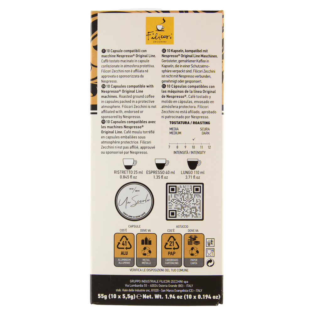Filicori Zecchini 10 Capsule di Caffè Classico Compatibili con ...
