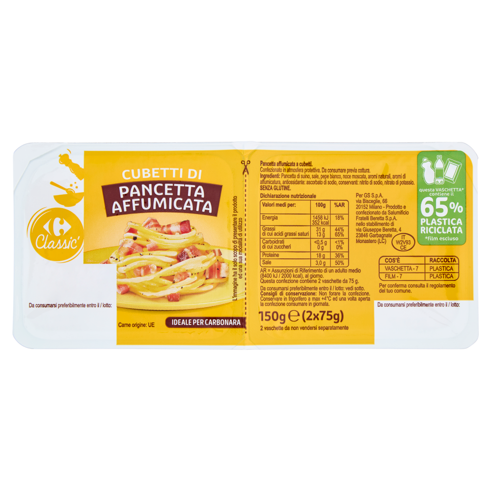 Carrefour Classic Cubetti di Pancetta Affumicata 2 x 75 g | Carrefour