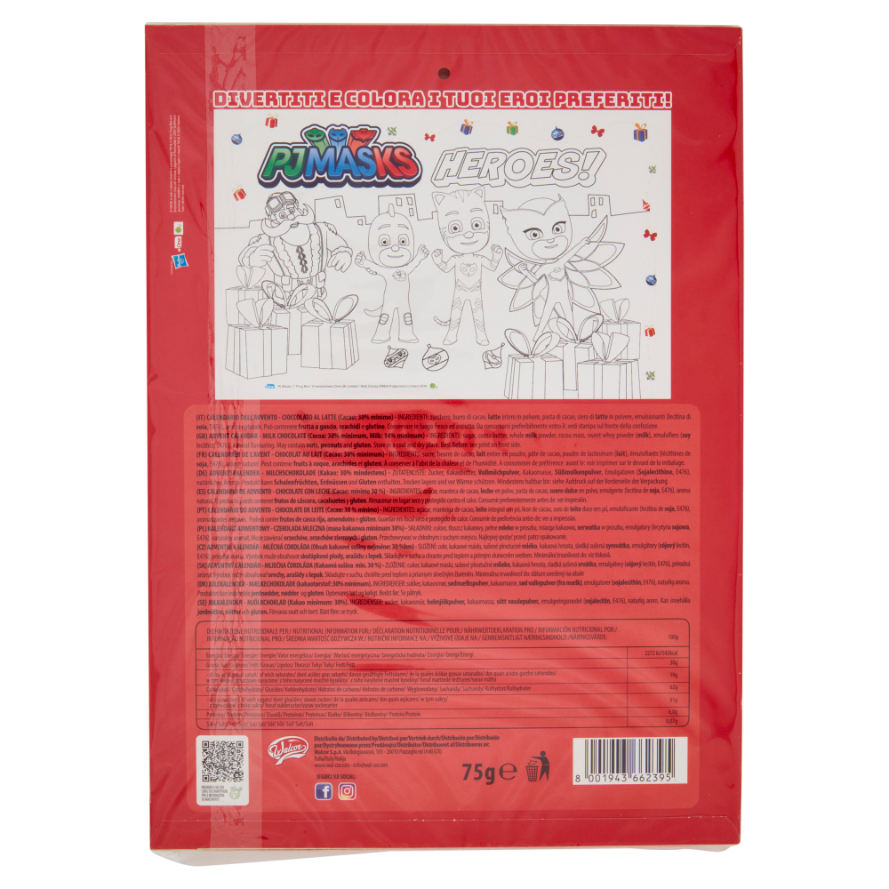 Walcor Calendario dell'Avvento Cioccolato al Latte Christmas Heroes PJ Masks 75 g | Carrefour