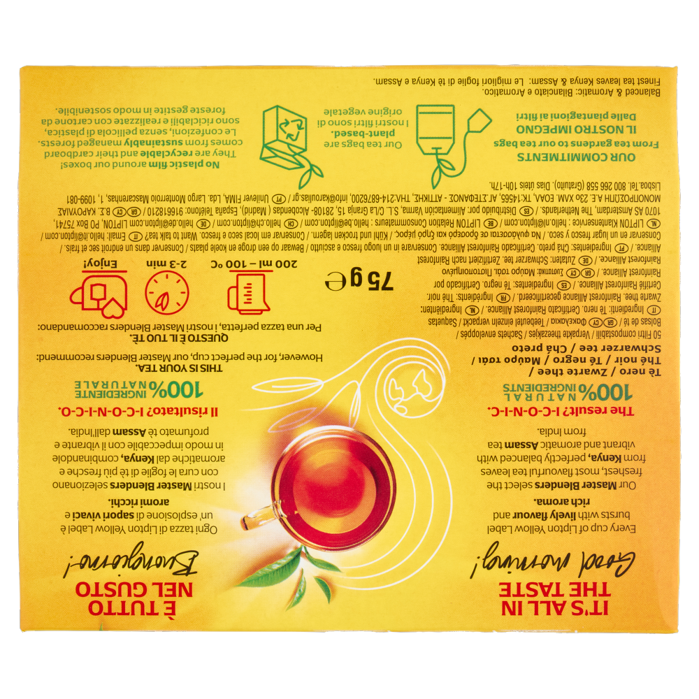 Lipton Yellow Label Classico 50 Filtri 75 g | Carrefour