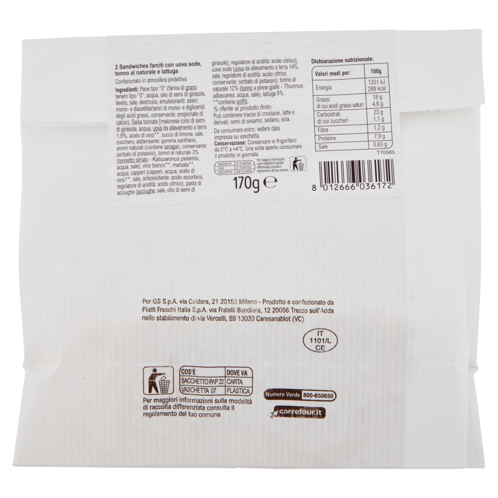 Carrefour Bon appétit! Sandwich Tonno e Uova 2 Sandwiches 170 g | Carrefour