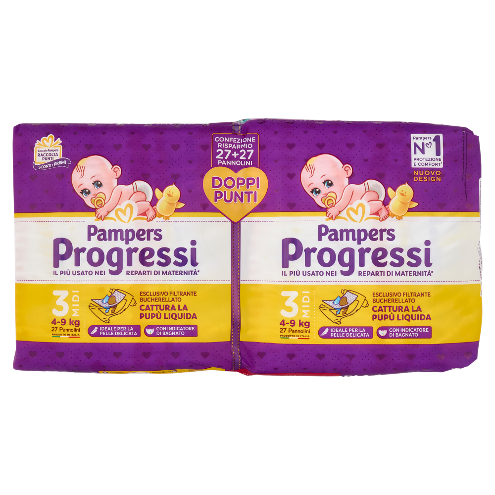 Pampers Progressi Midi 27 + 27 pz | Carrefour