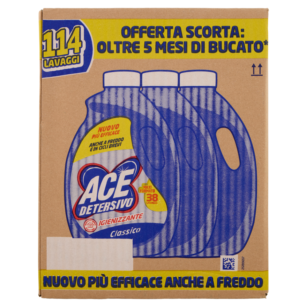 Ace Detersivo Liquido Igienizzante Classico 3 x 38 Lavaggi 3 x 1900 ml ...