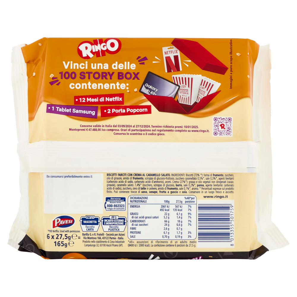 Ringo Caramel Twist Biscotto con Crema al Caramello Salato Snack 6 ...