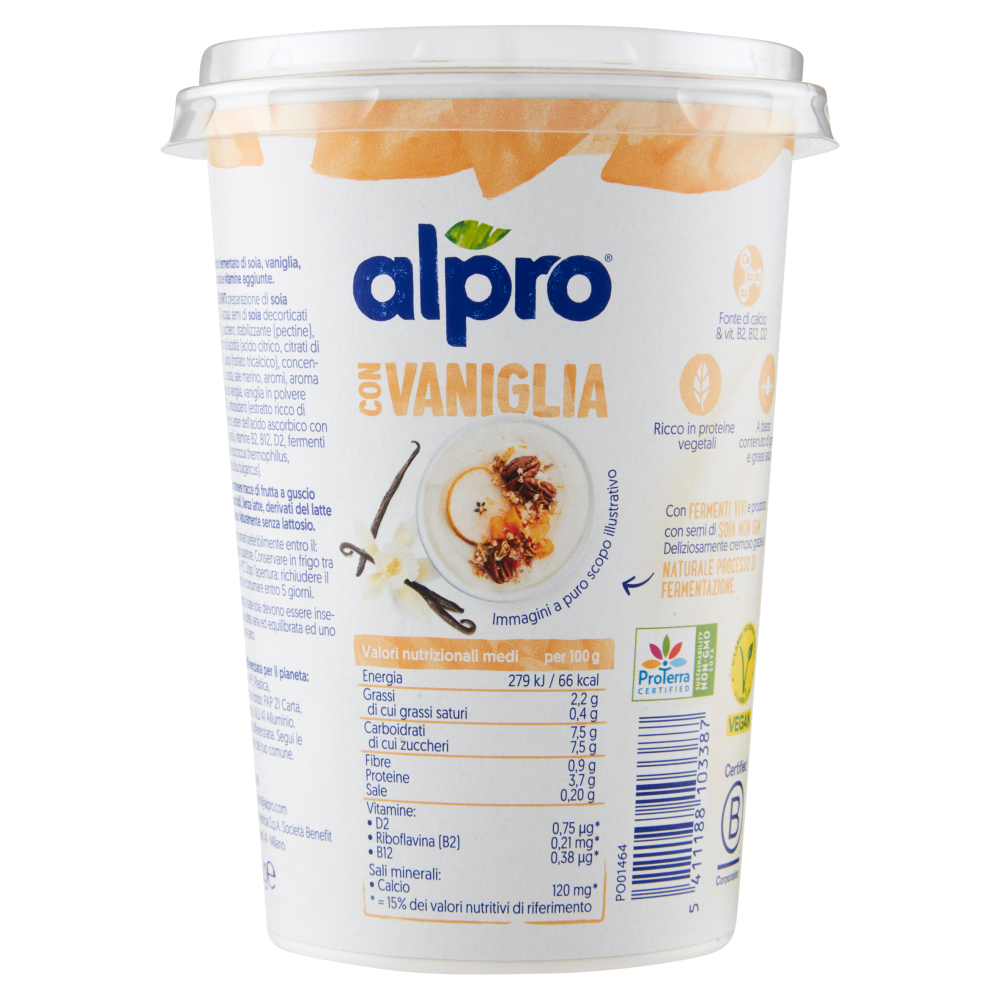 ALPRO Soia, Vaniglia con Calcio e Vitamine aggiunte, alternativa vegetale allo Yogurt 500g ...