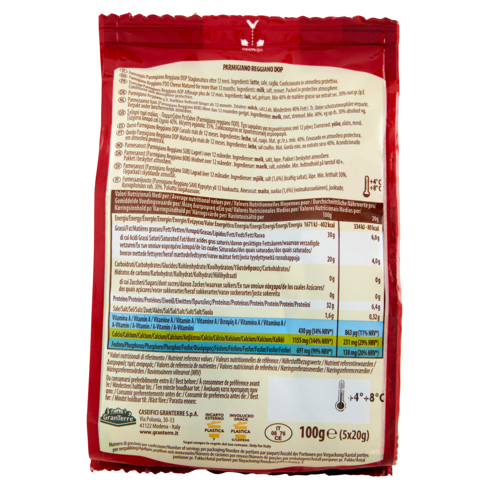 Parmareggio Snack! Parmigiano Reggiano DOP 5 x 20 g | Carrefour