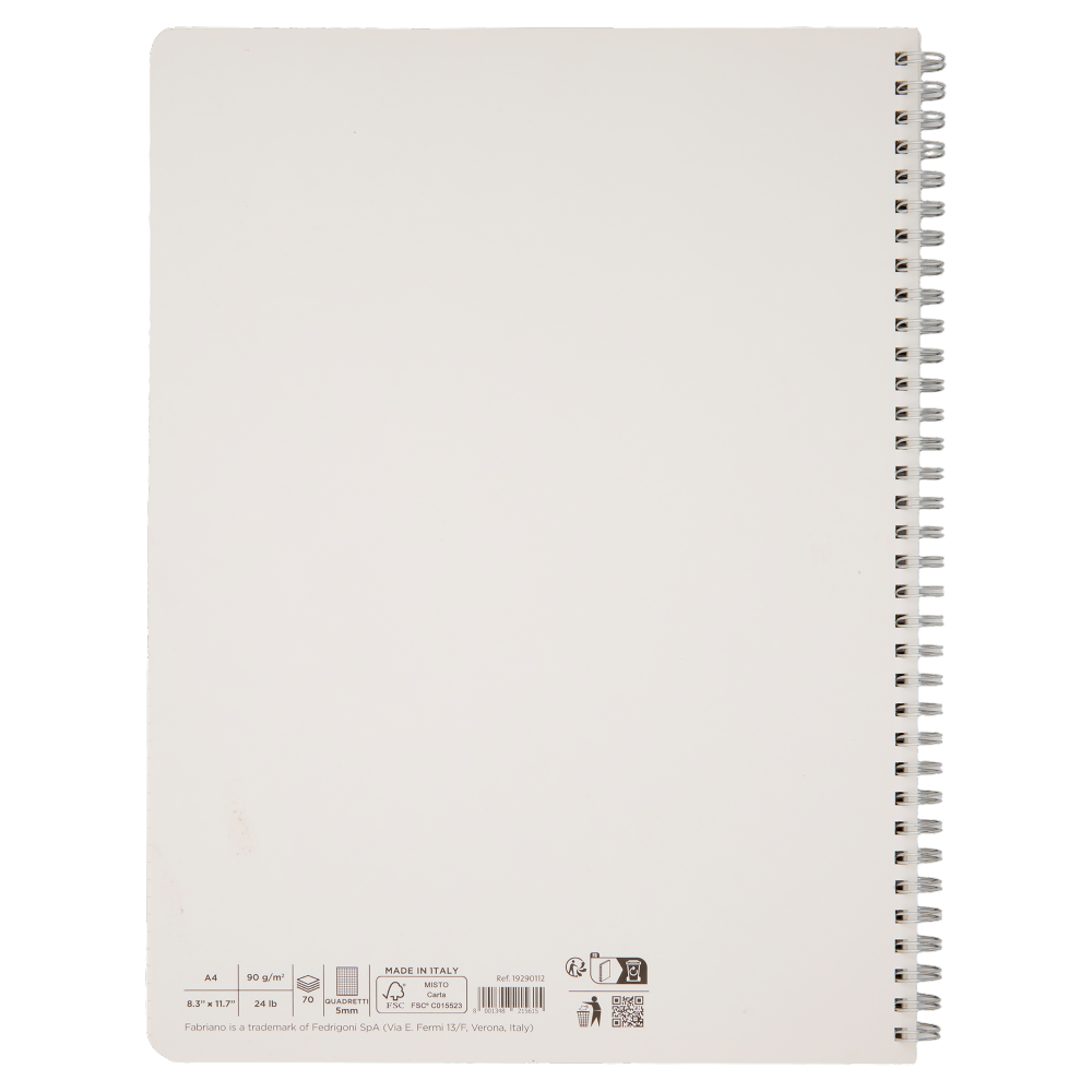 Fabriano Ecoqua Original Quaderno Spiralato Vino A4 Quadretti 5mm 70 ...