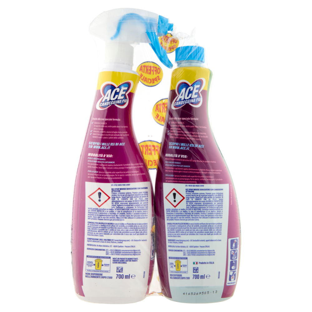 Ace Candeggina Più +Mousse + Ricarica 2 x 700 ml | Carrefour