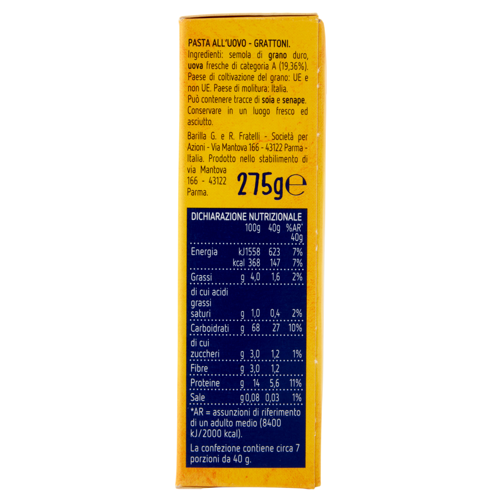 Barilla Emiliane Grattoni Pasta all'Uovo 275g | Carrefour
